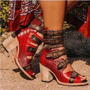 Freebird by Steven | Shoes | New Freebird Red Croc Bond Gladiator ...